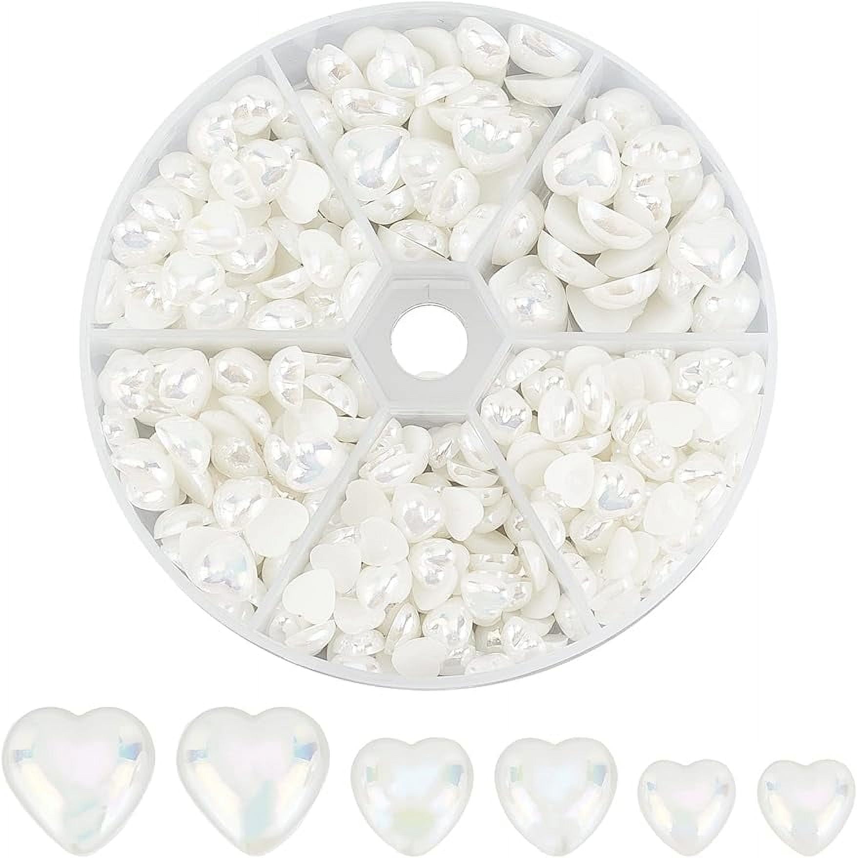 780 Pcs 3 Sizes Heart Pearl Cabochon Flat Back Imitation Pearl Beads ...