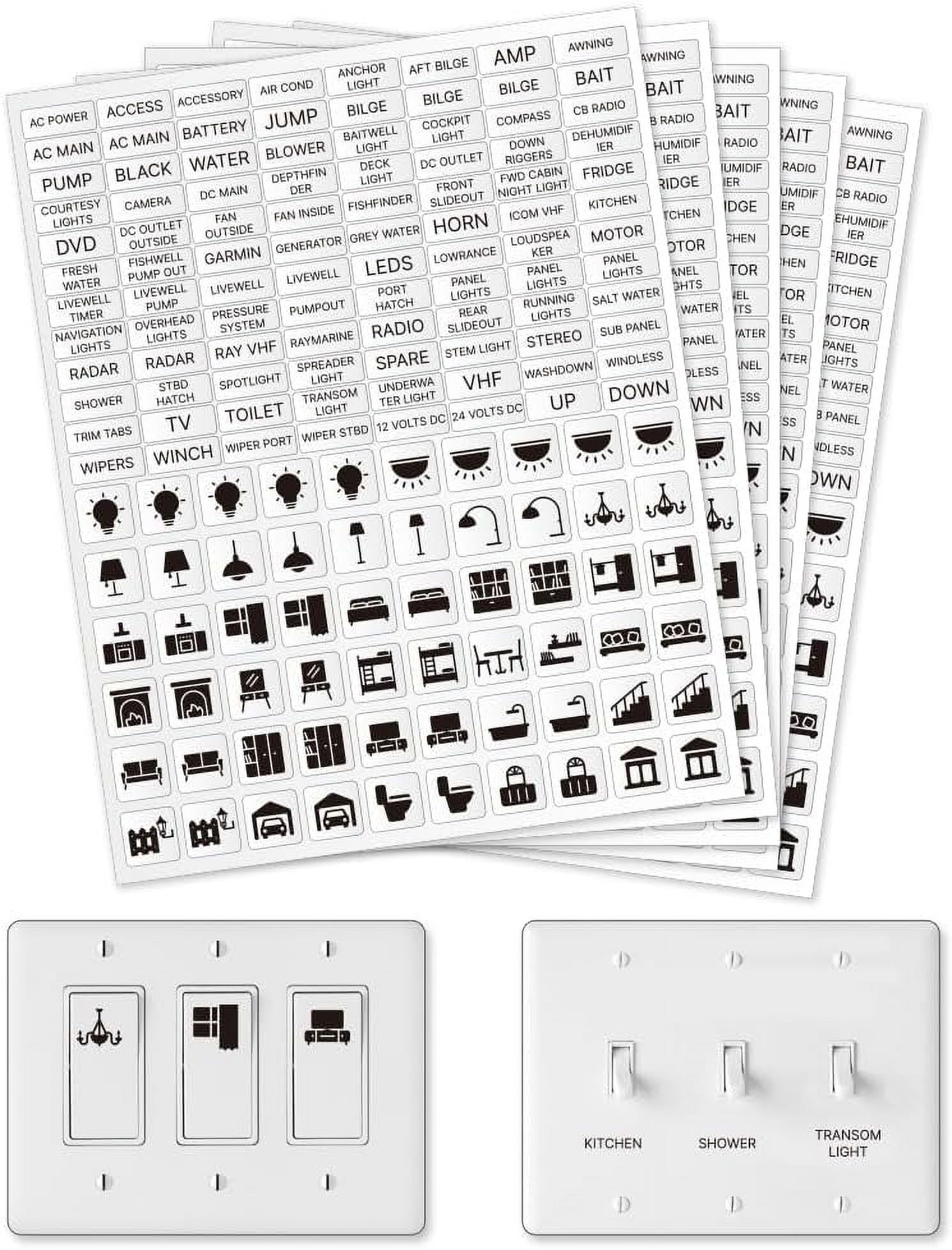 780 Pcs Light Switch Sticker Labels 2 Styles Transparent Switch ID ...