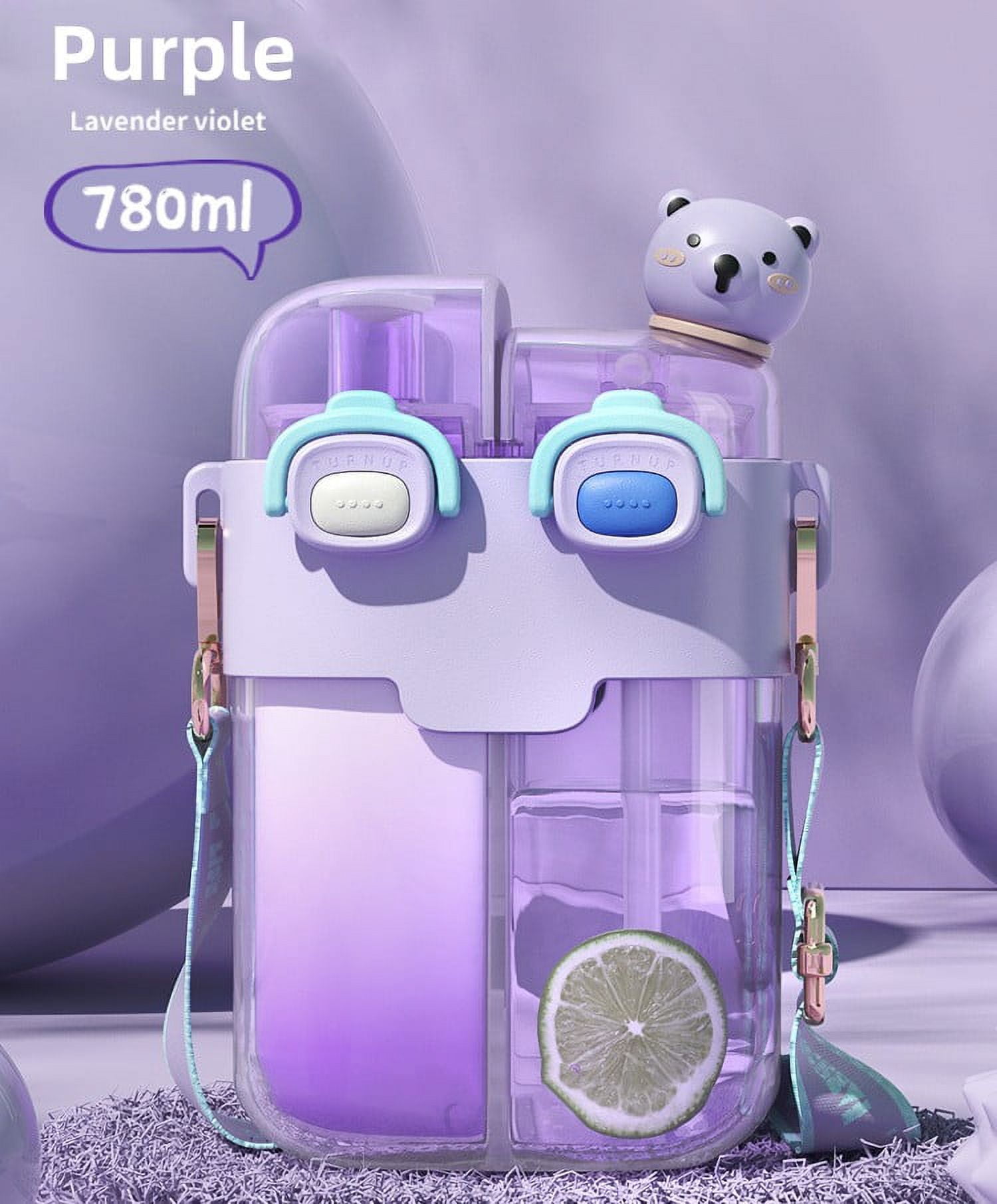 780Ml Cartoon Kawaii Double Layer Water Bottle, Portable Leakproof Student Water Cup with ...