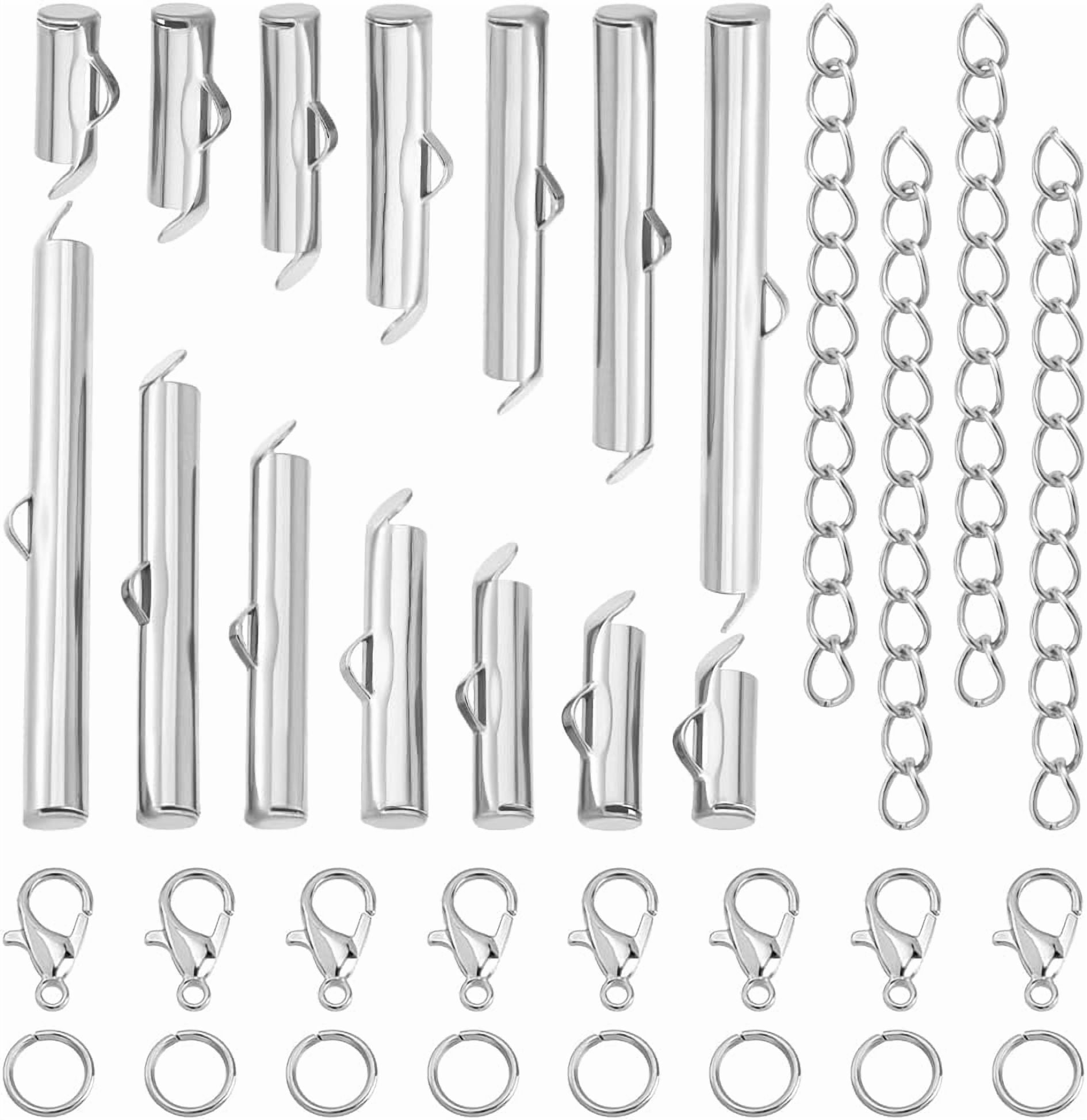 780Pcs Slide On End Clasp Tube Set End Caps Crimp Platinum Jewelry ...