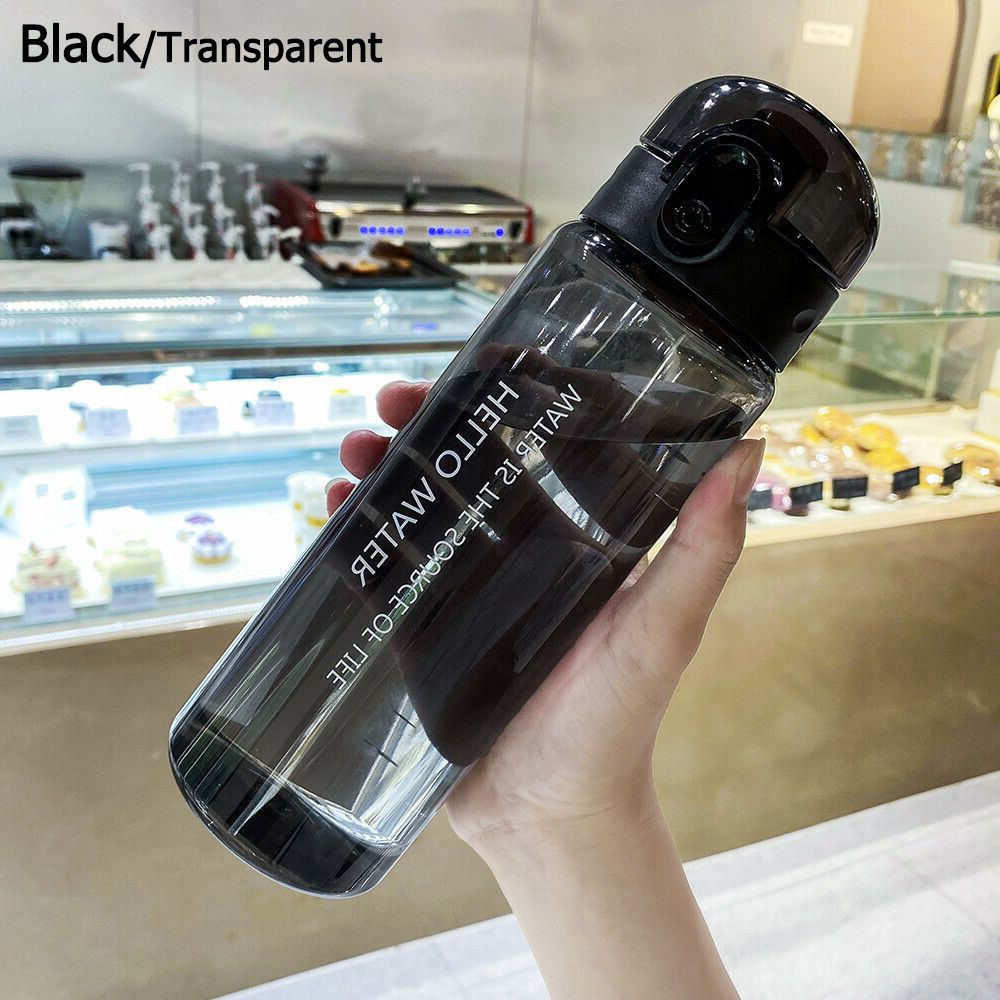 780ml Gym Travel Frosted Clear Leakproof Drinking Cup Sports Water Bottle Drinking Bottle BLACK ...
