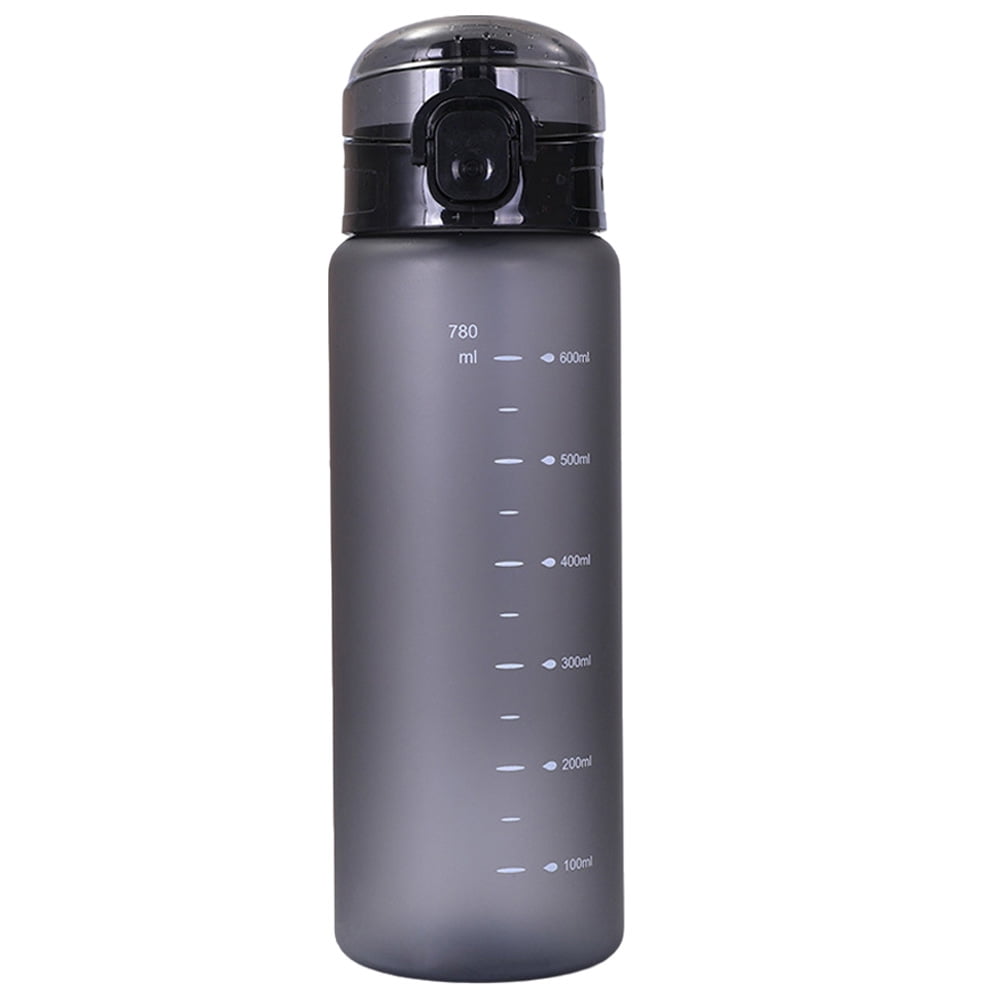 780ml Sports Water Bottle with Carrying Strap Leak-proof Bottle for Outdoor Use, Frosted Black ...