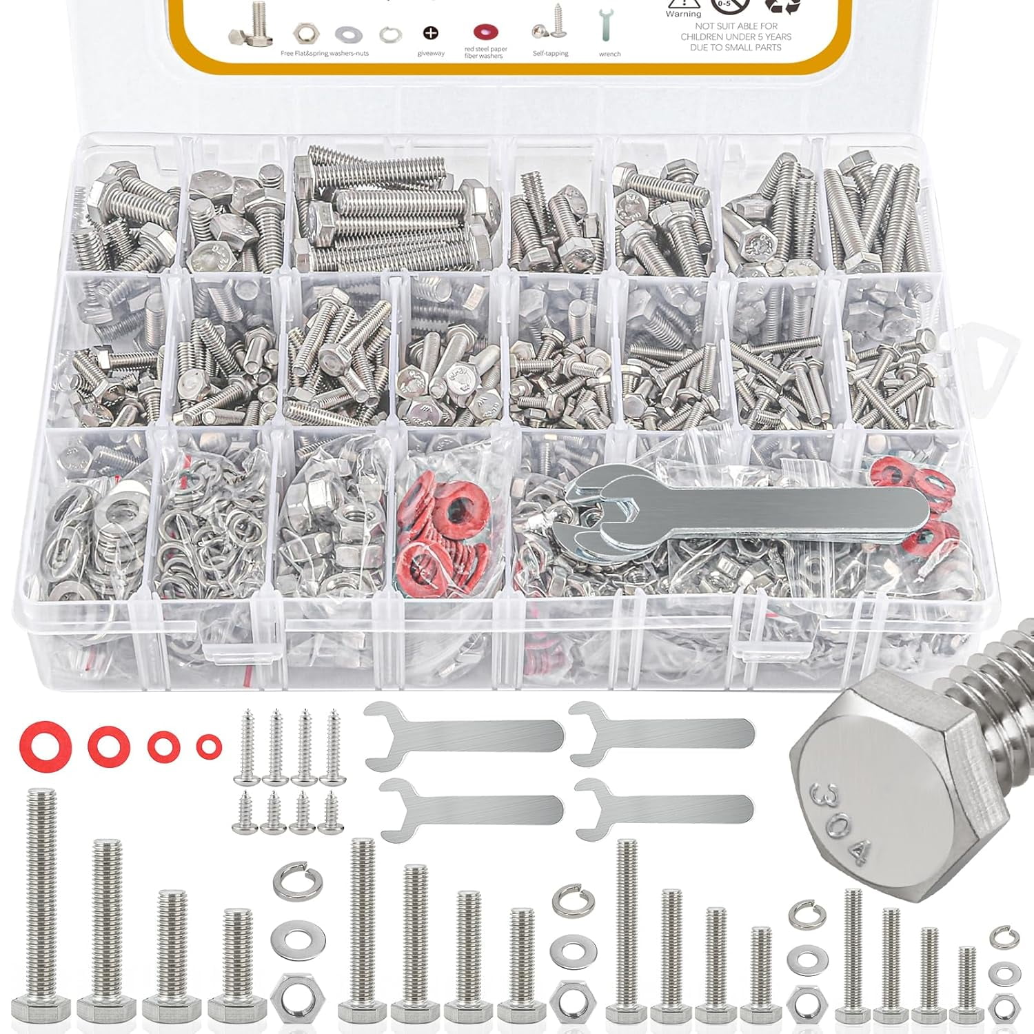 780pcs Hex Bolts and Nuts kit, 304 Stainless Steel M6 M5 M4 M3 Metric ...