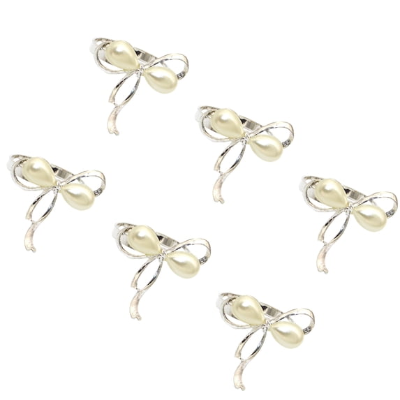 7829 6Pcs/Pack Lovely Napkin Rings With Bowknot Detail Alloy Materials ...