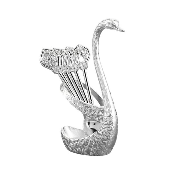 7829 6pcs Coffee Spoon Set WithAn1ma1Shaped Holder Zinc Alloy Dessert ...