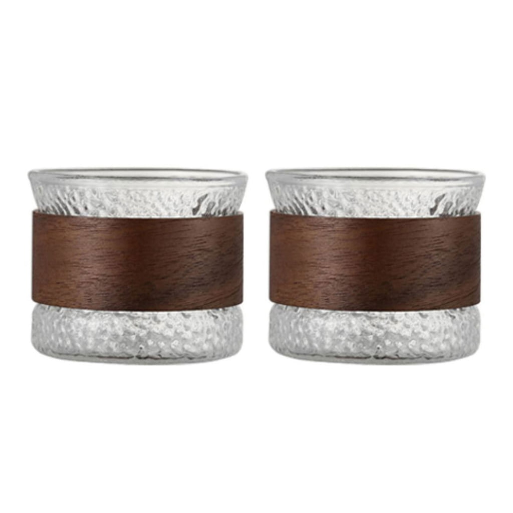 7829 Handcrafted Wood And Glass Cup Ideal For Tea Coffee Juices Stylish ...