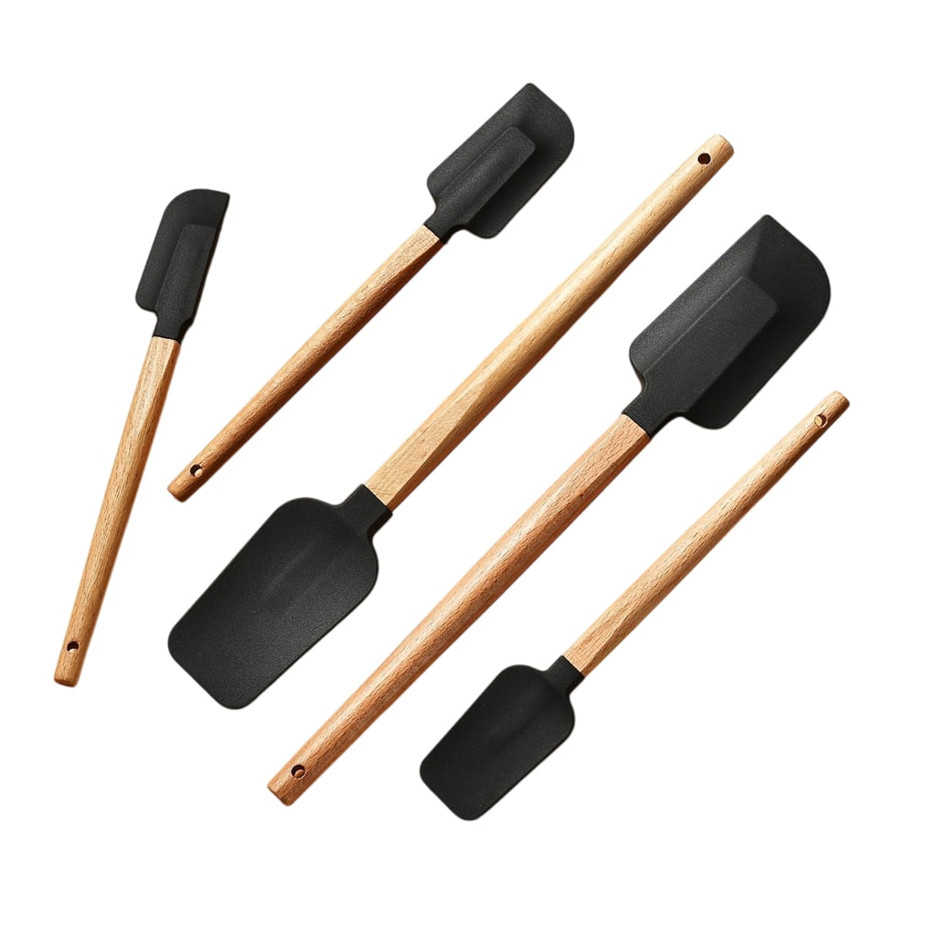 7829 Silicone Baking Spatula Set with Wooden Handle Spoonula Jar ...