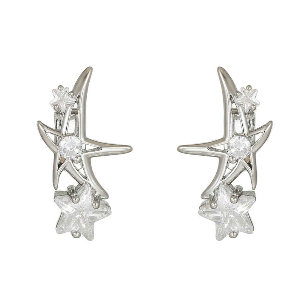 7829 Sparkling Moon Star Earphone Clips Full Zircons Studded Crystal ...