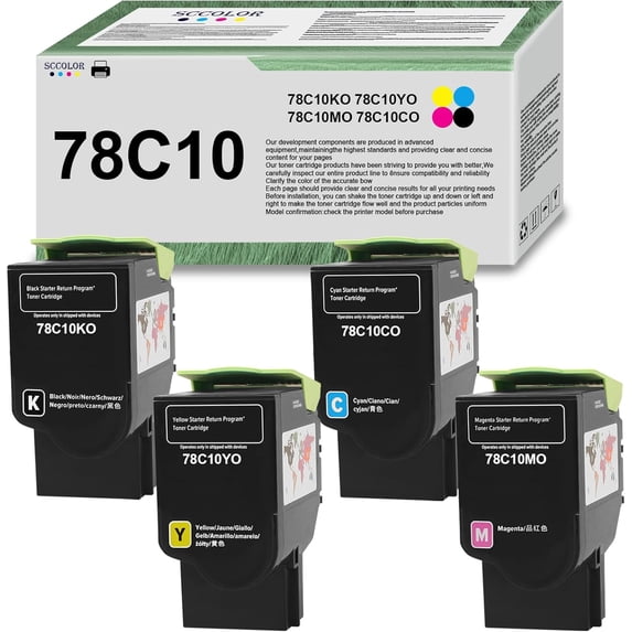 78C10 High Yield 78C10K0 78C10Y0 78C10M0 78C10C0 Toner Cartridge ...