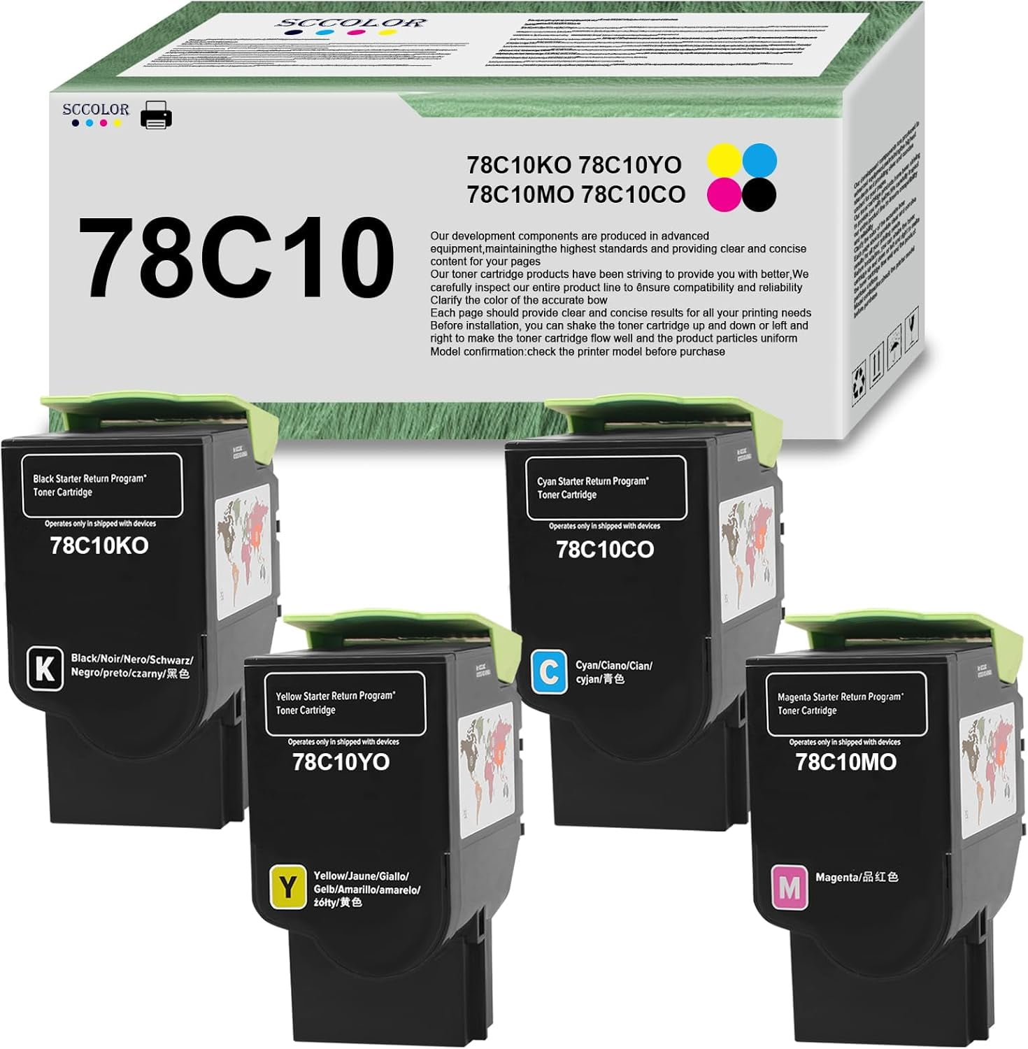78C10K0 78C10Y0 78C10M0 78C10C0 Toner Cartridge Replacement for Lexmark ...
