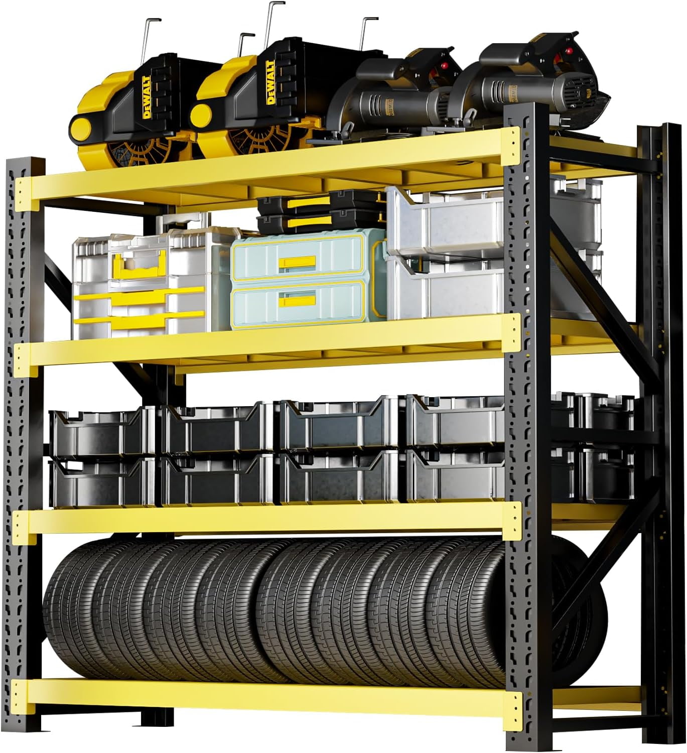 78H Garage Shelving Heavy Duty,Adjustable 4-Tier Metal Tool Utility ...