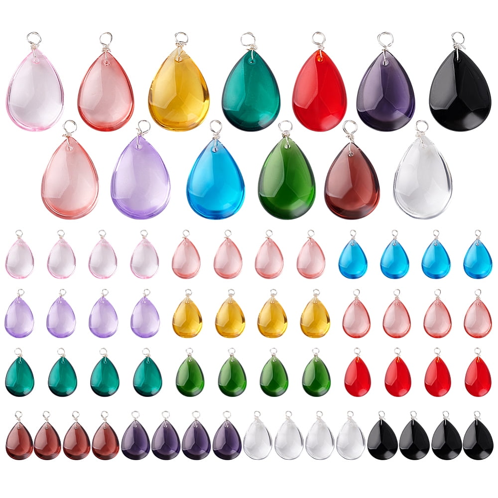 78Pcs 13 Colors Handmade Lampwork Pendants with Copper Wire Mixed Color ...