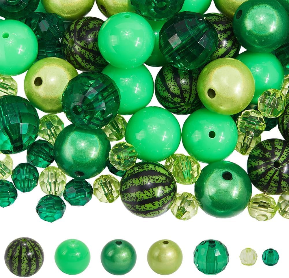 78Pcs 7 Styles Watermelon Bead Plastic Fruit Beads Acrylic Loose Round ...