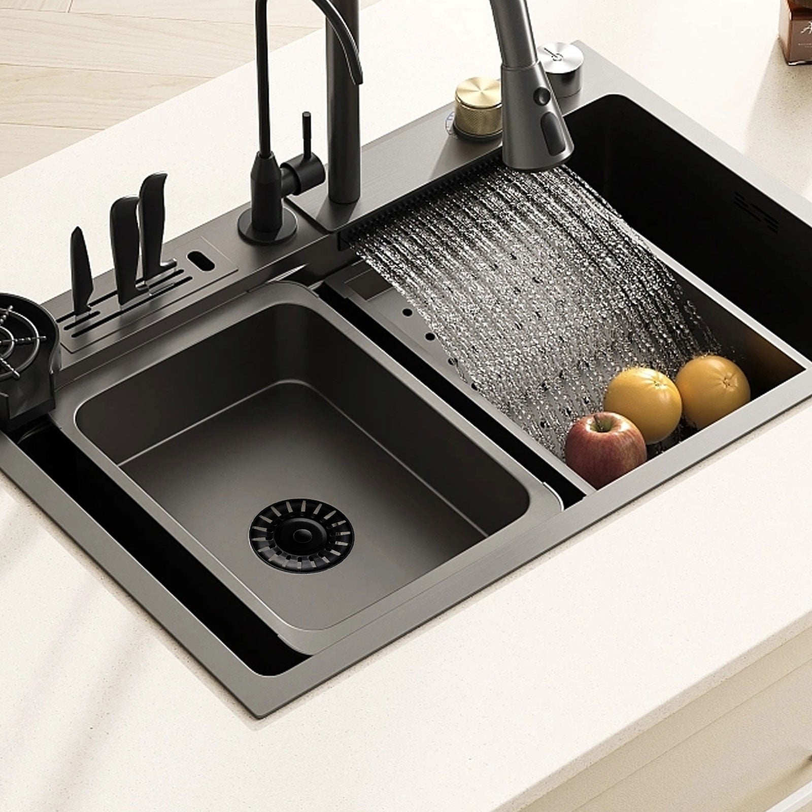78mm Black Kitchen Sink Replacement Drain Waste Filter Basin Strain ...