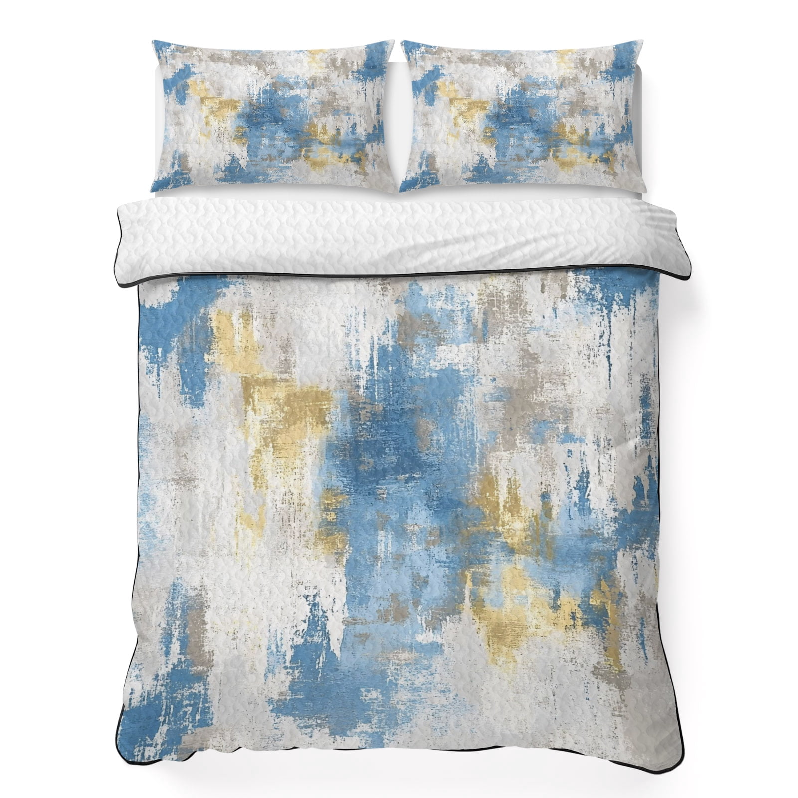 Full Quilt Bedding Set Abstract Blue Gray Abstract Texture Breathable ...