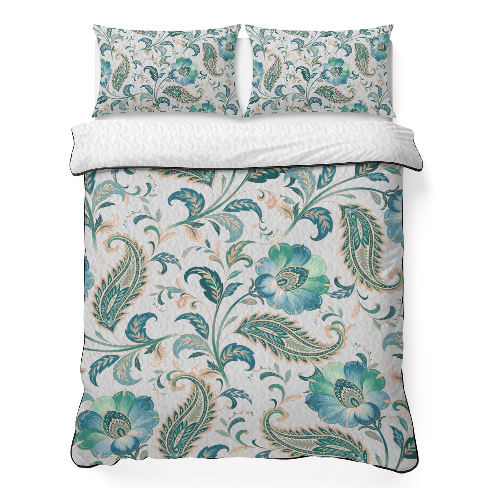 Full Quilt Bedding Set Abstract Ethnic Paisley Pattern Breathable ...