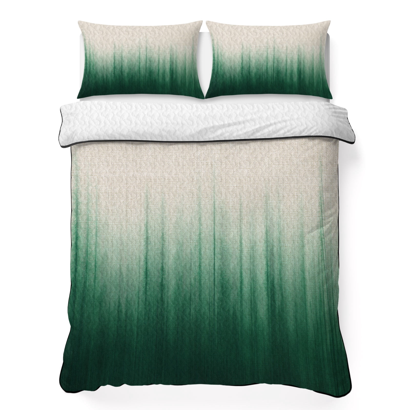 Full Quilt Bedding Set Abstract Green Gradient Tree Forest Breathable ...