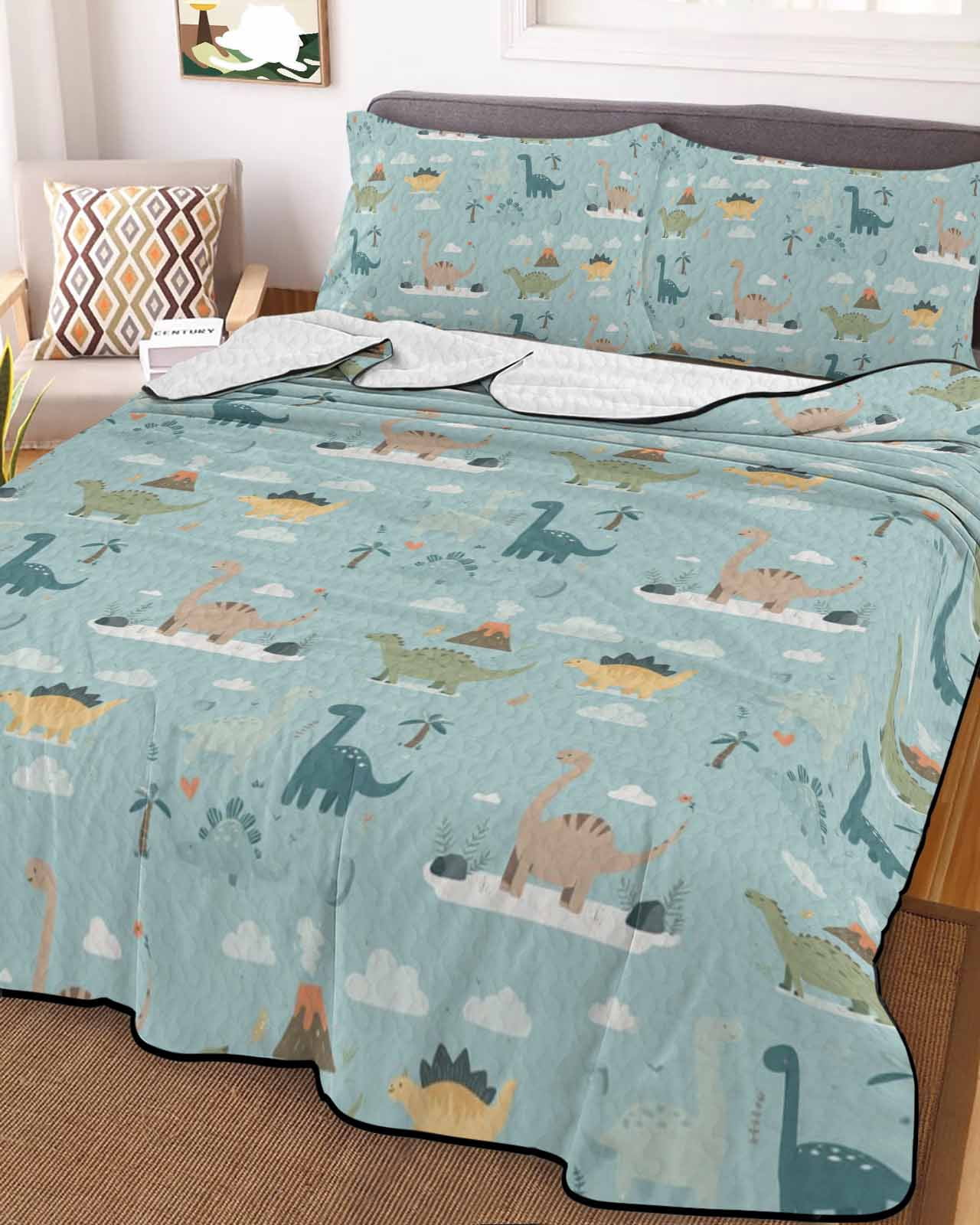 78x90in Quilt Bedding Set, Cartoons Lovely Animals Dinosaurs ...