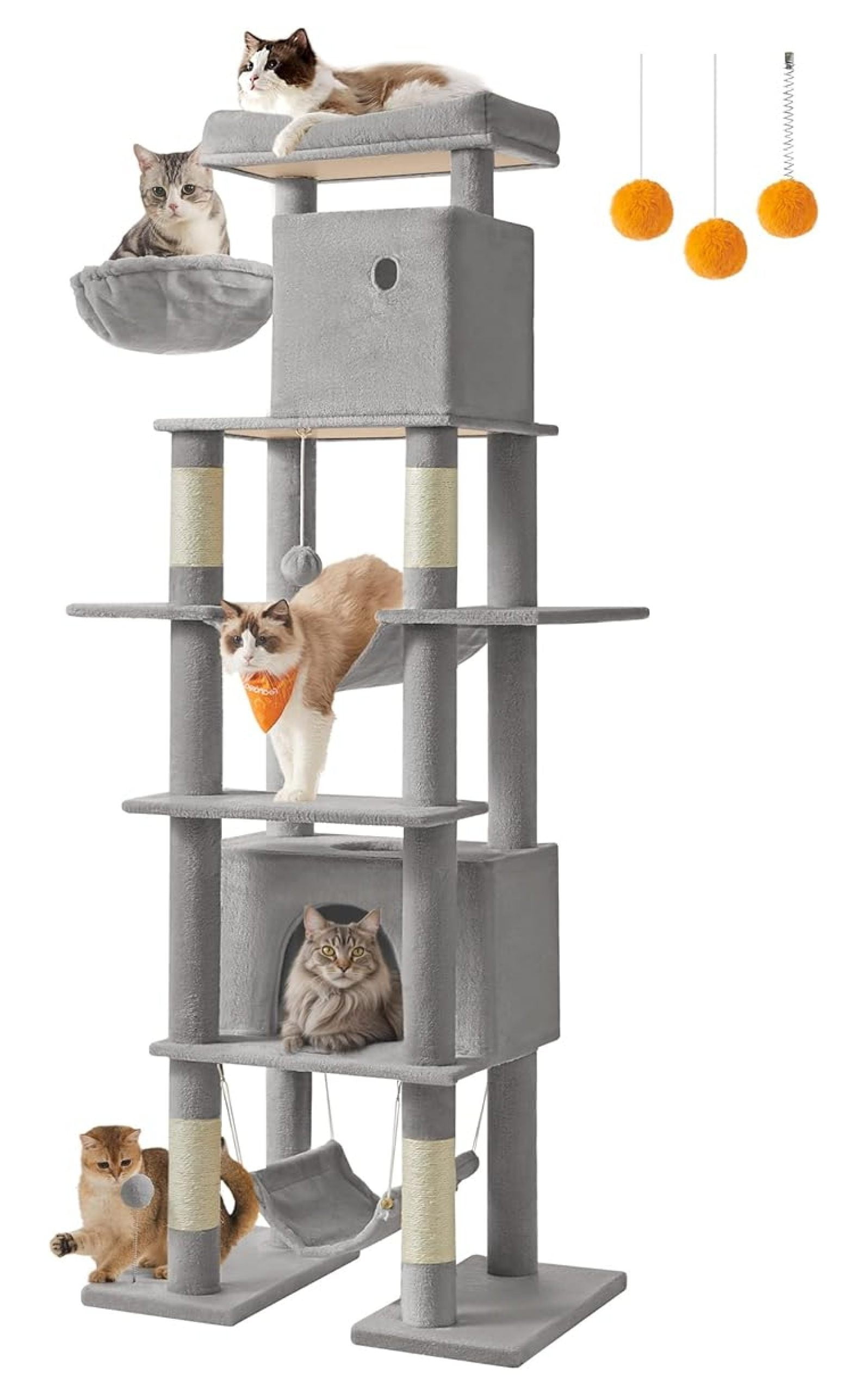 , 79.1 Inch Tall Cat Tower for Indoor Cats, Multi-Level Large Cat Condo ...