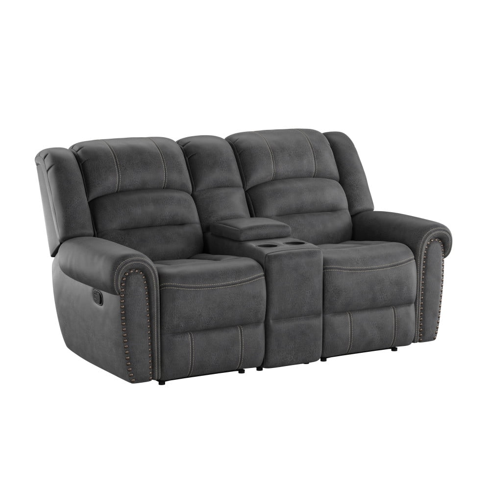 79.1" Reclining Console Loveseat, Manual Recliner Sofa with Storage Box ...