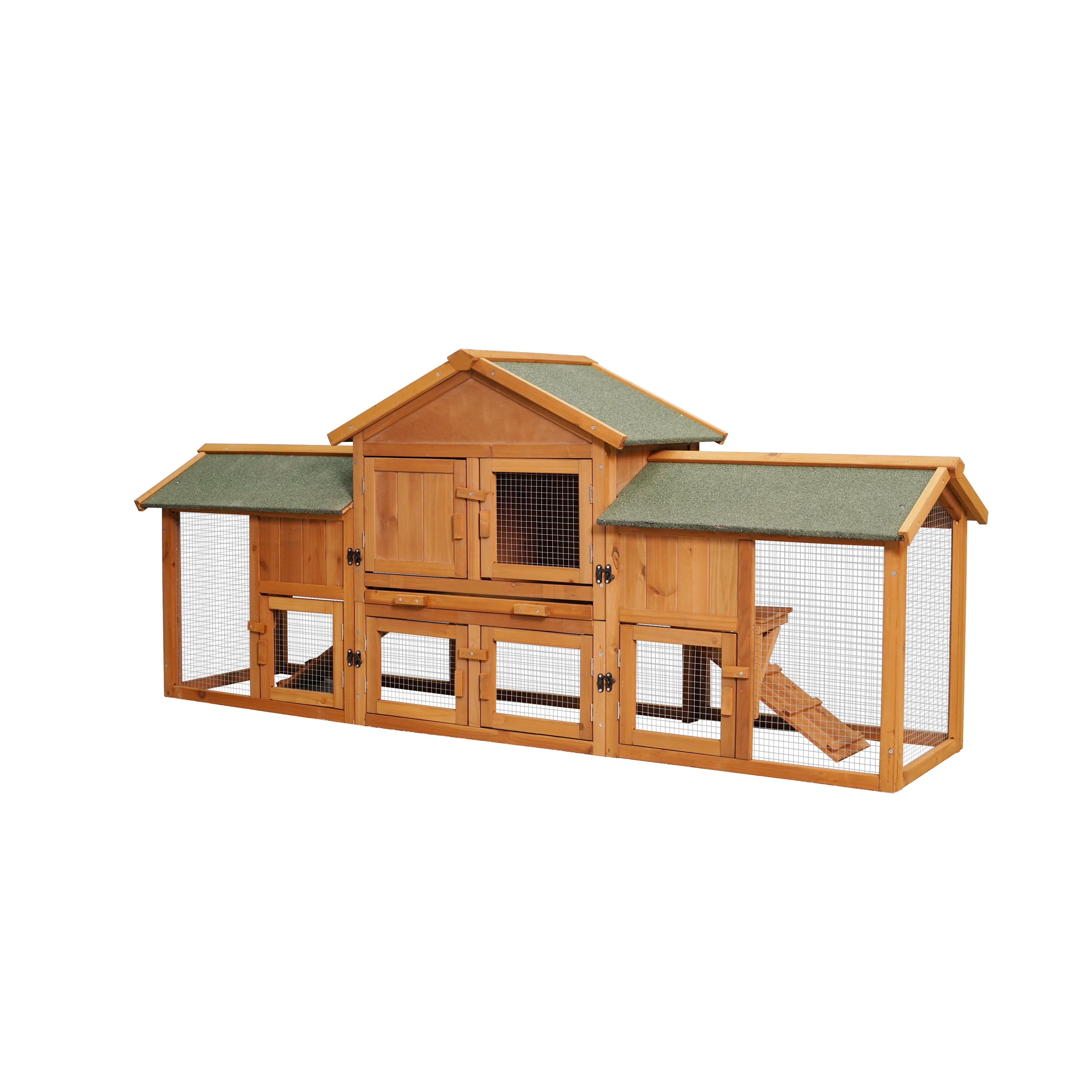 79.5" Rabbit Hutch Indoor Outdoor Bunny Cage with 2 Runs House Small ...