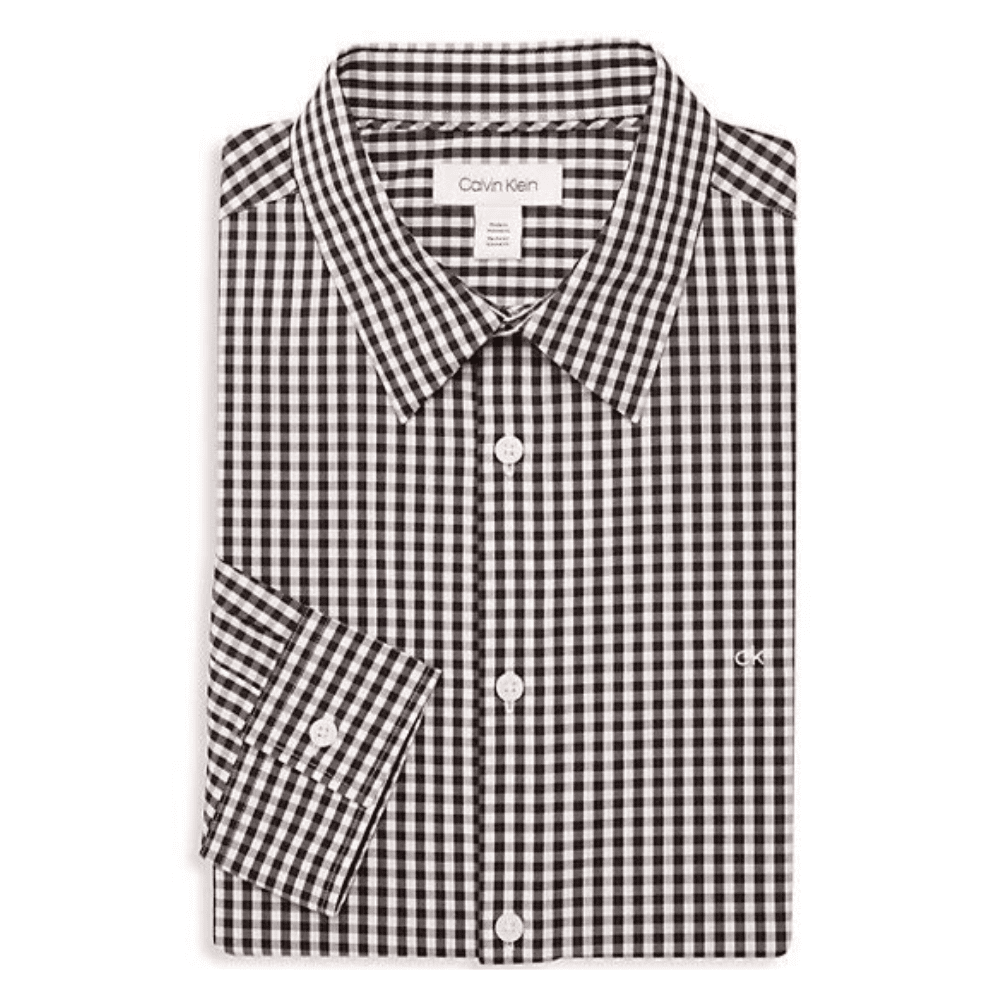 $79.50 Calvin Klein Men's Checkered Long Sleeve Dress Shirt, Brown ...