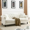79" Chesterfield Sofa for Living Room, Velvet Tufted Couch with Rolled Arms and Nailhead 3 ...