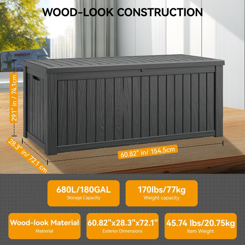79 Gallon Outdoor Storage Box, Outdoor Storage Box with Locking Design ...