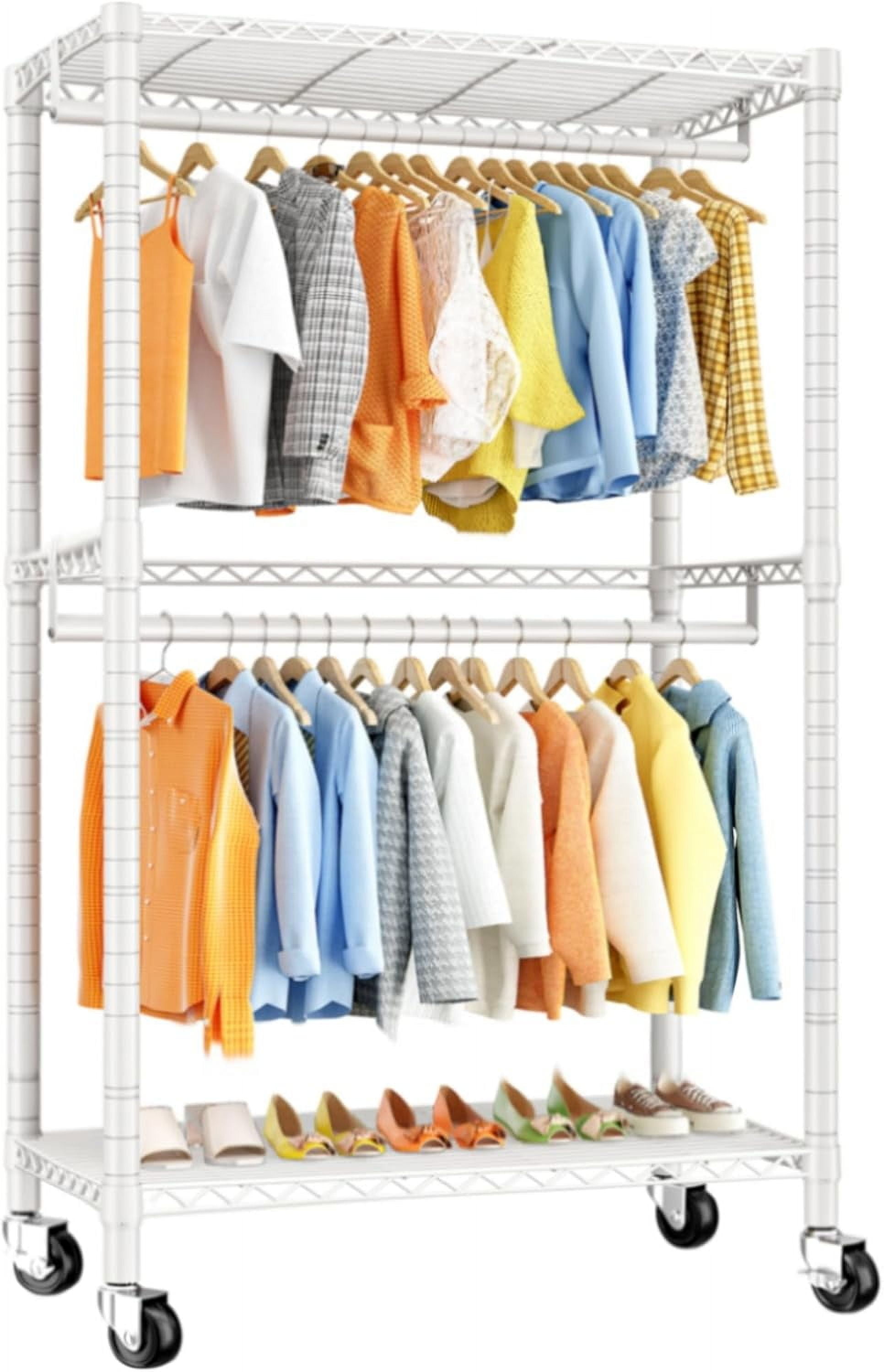 79" H Heavy Duty Clothes Racks for Hanging Clothes Adjustable rolling ...