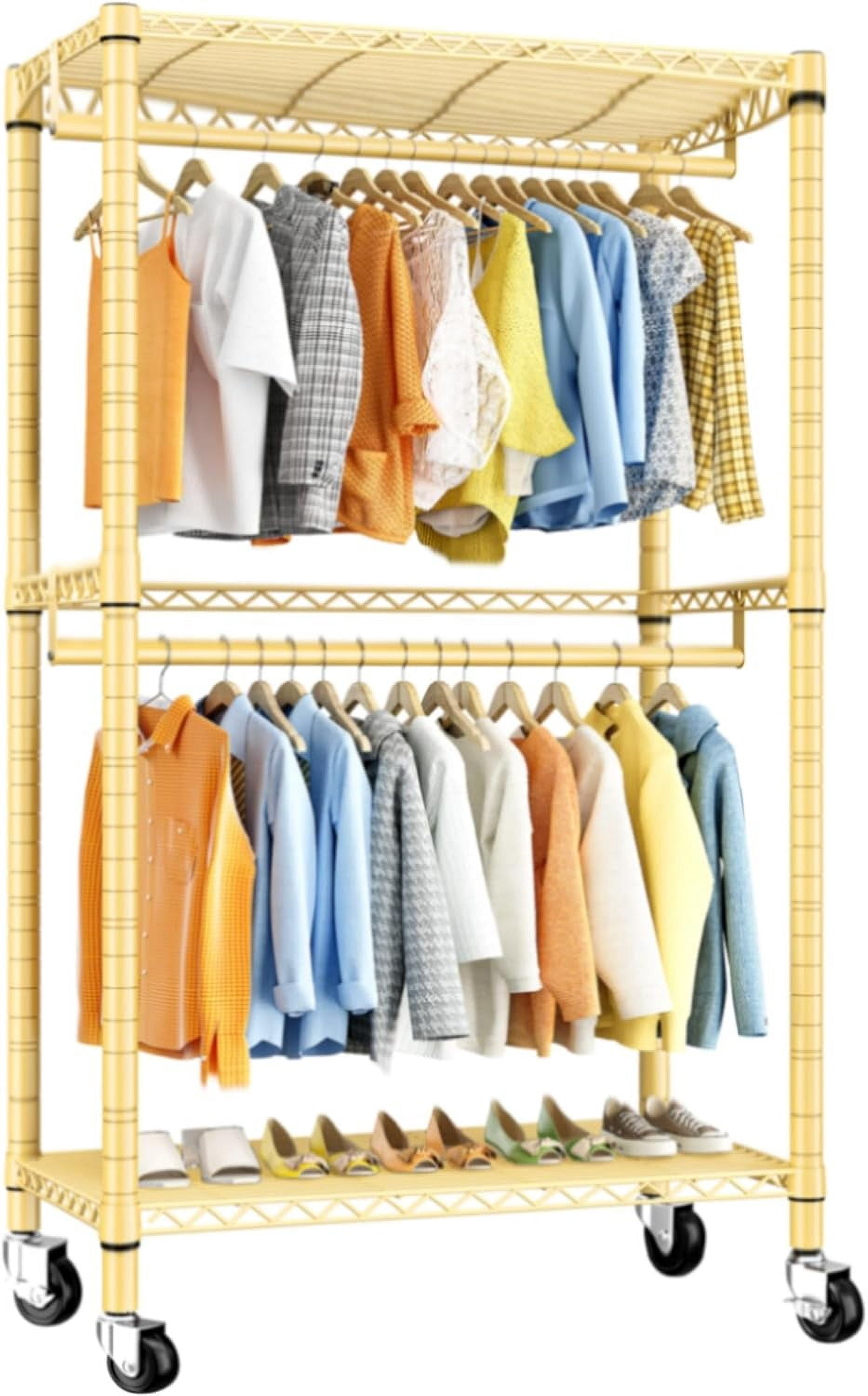 79" H Heavy Duty Clothes Racks for Hanging Clothes Adjustable rolling ...