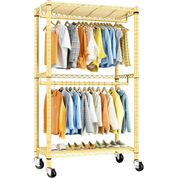 79" H Heavy Duty Rolling Garment Rack for Hanging Clothes Adjustable ...