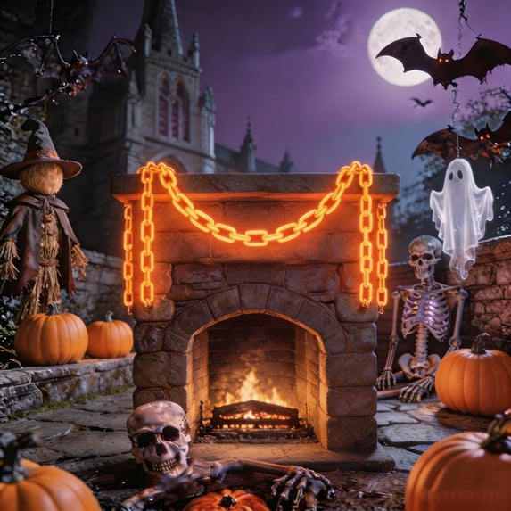 79" Halloween Chain Lights, Spooky Link Garland, Mood Decoration for ...