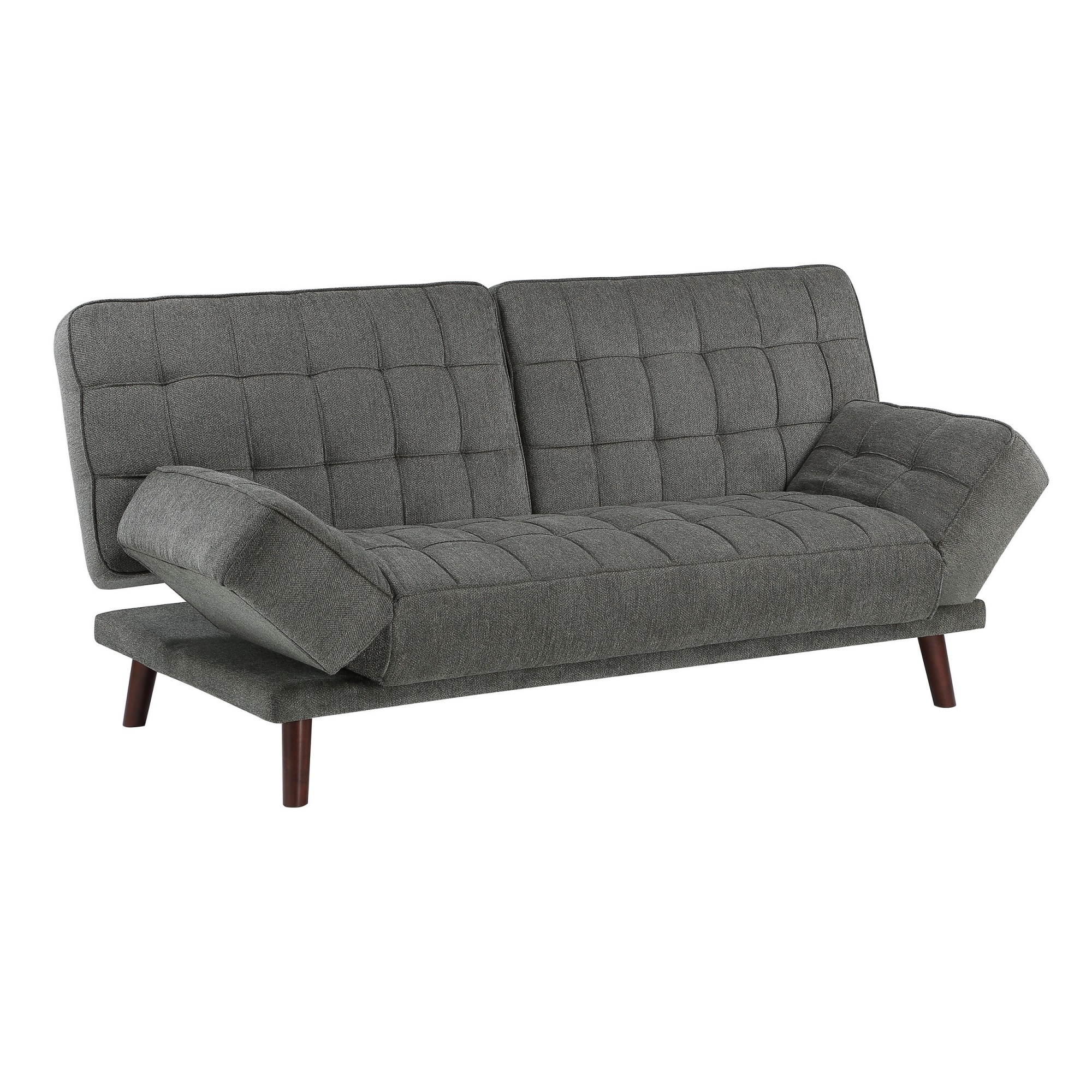 79 Inch Convertible Lounger Sleeper Sofa, Grid Tufted, Dark Gray ...