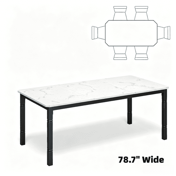 79 Inch Industrial Rectangular Dining Table, Wooden Kitchen Dinner ...