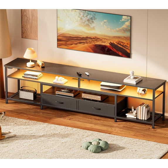 79 Inch TV Stand for 85, 90 Inch TV, Entertainment Center with Lights ...