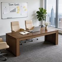 55 Inch Mid Century Modern Executive Desk Wooden Computer Desk With ...