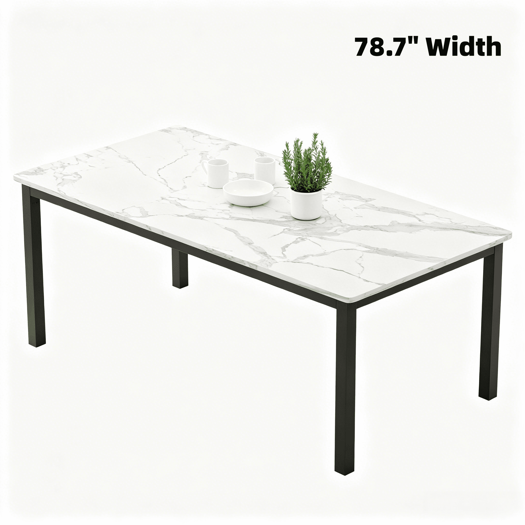 79" Industrial Dining Table for 4-6 People, Rectangular Wood Table with ...