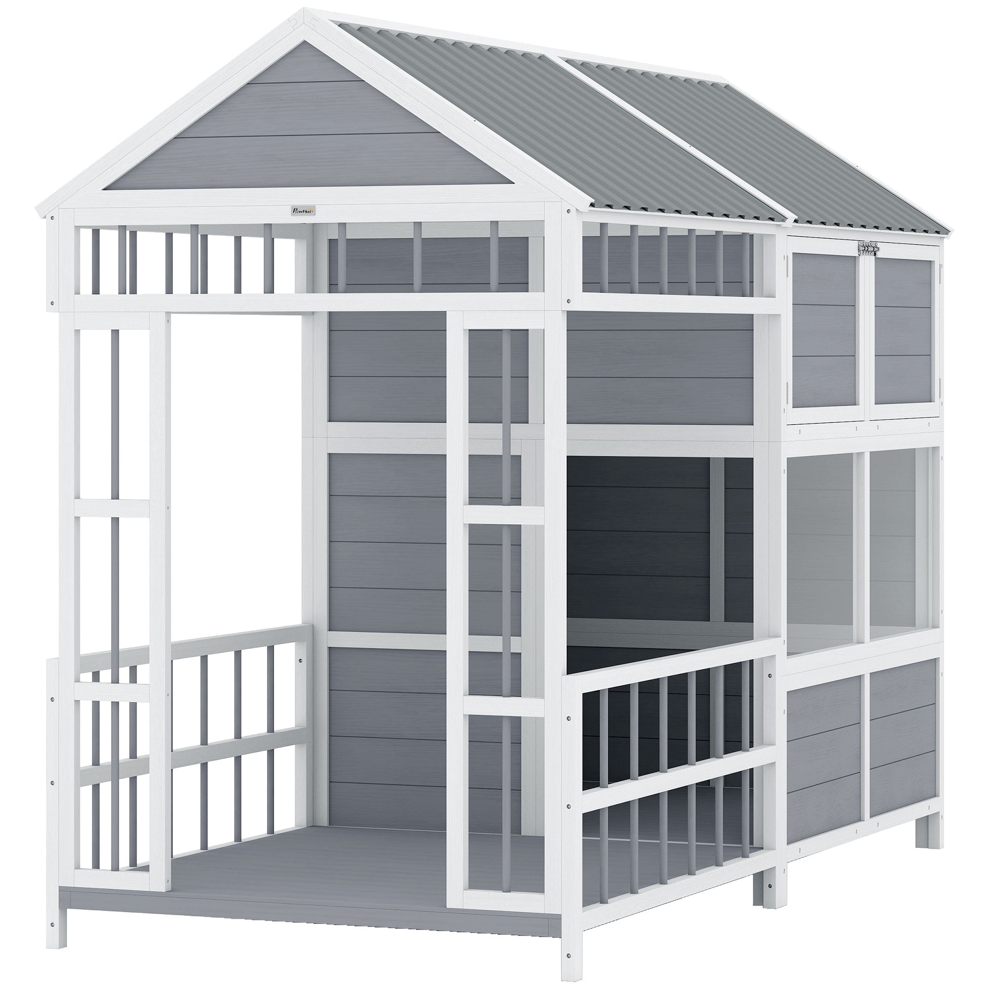 79"L Large Dog House Outdoor, Wooden Dog Kennel with Porch, Storage ...