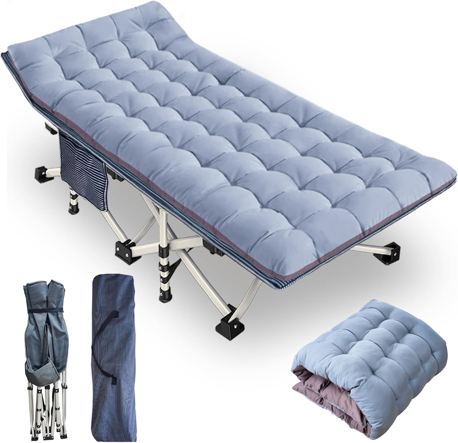 79" L x 32" W x 18" H Oversize Camping Cot with Comfortable Mattress ...
