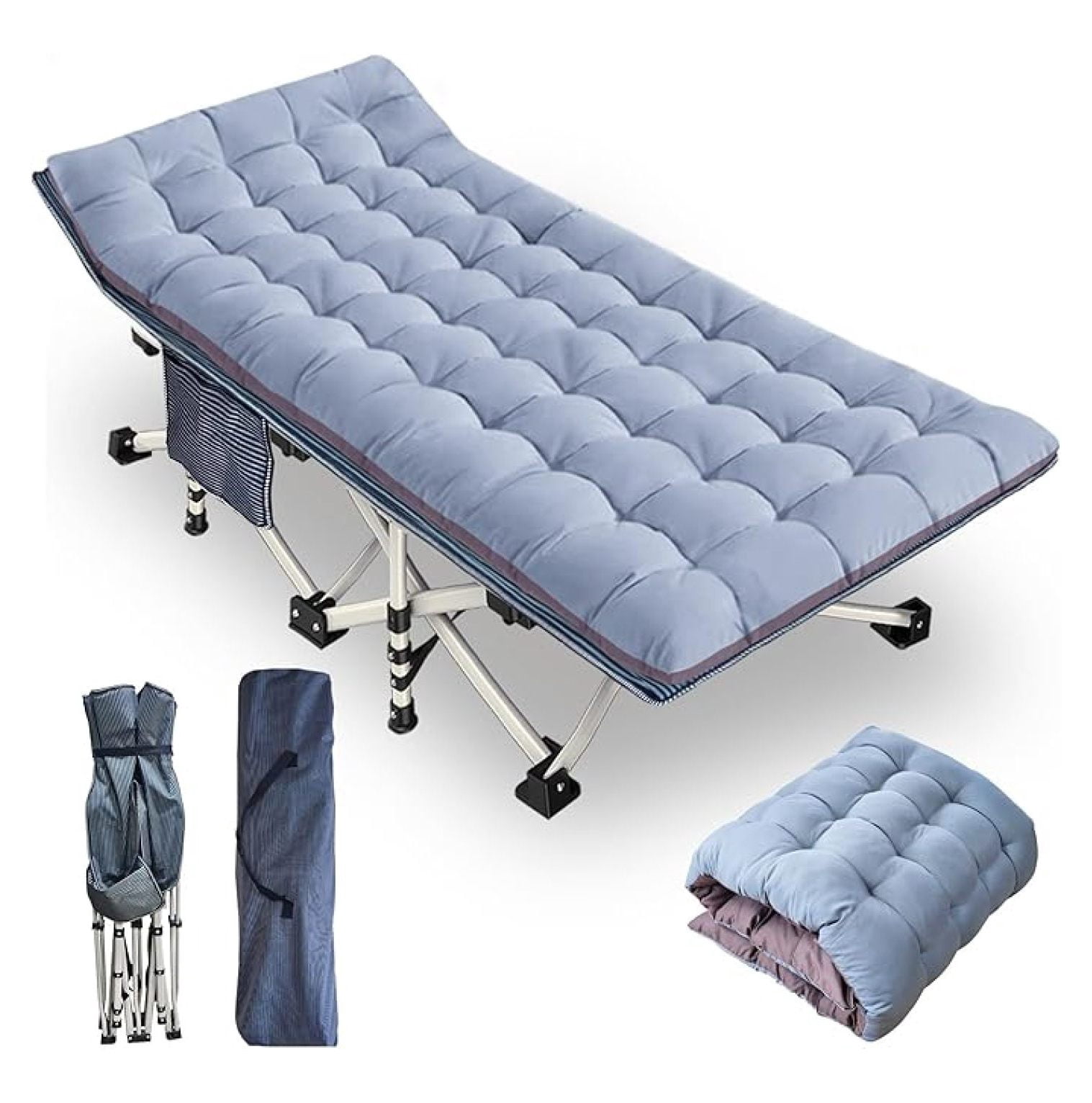 79" L x 32" W x 18" H Oversize Camping Cot with Comfortable Mattress ...