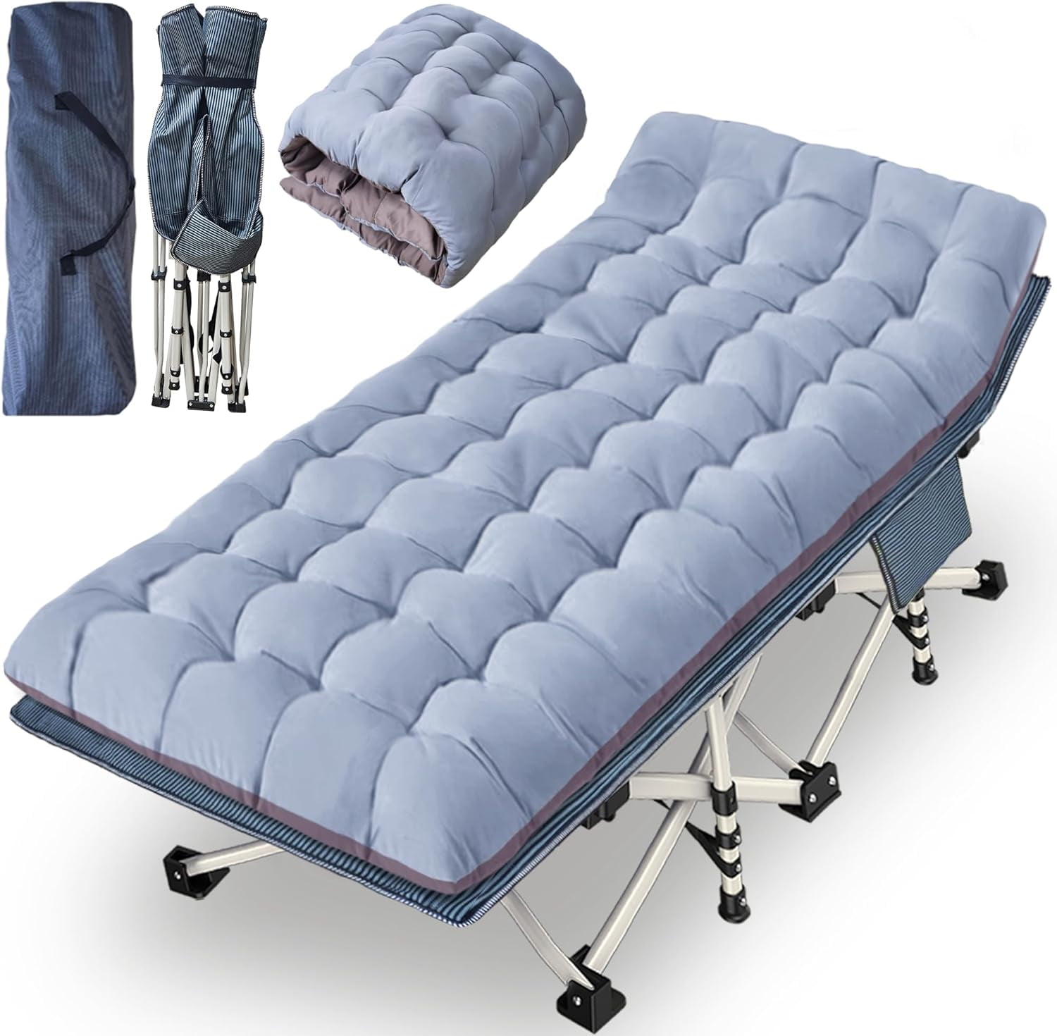 79" L x 32" W x 18" H Oversize XXL Camping Cot with Comfortable Mattress for Adults Extra Wide ...