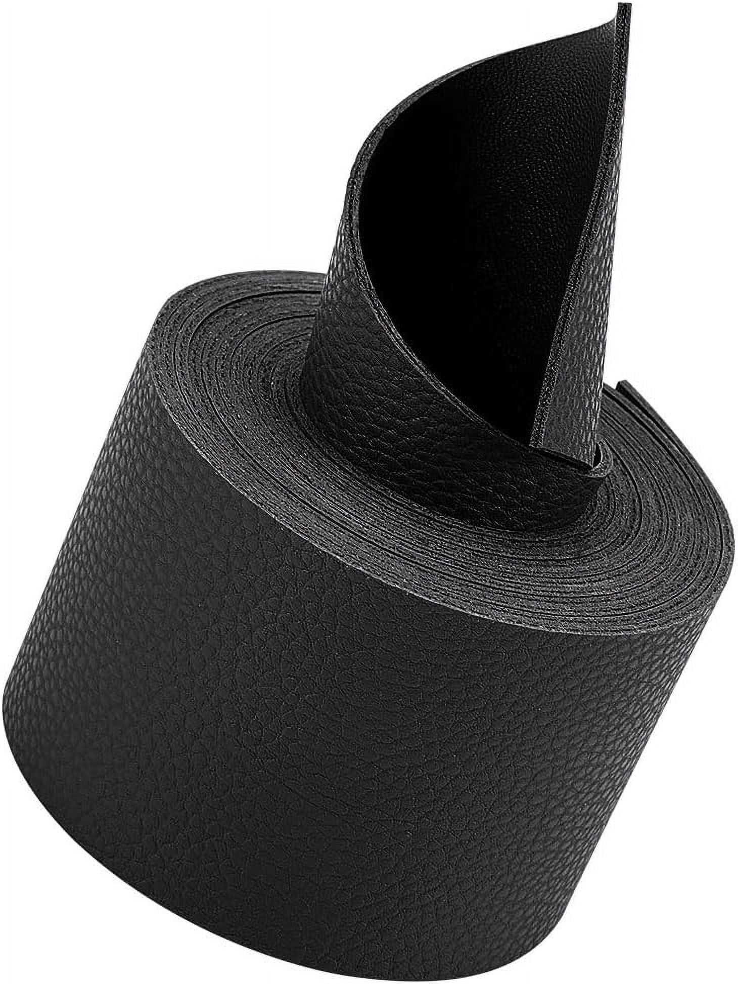 79" Long Black Double Sided Leather Strap Lychee Pattern Flat Leather ...