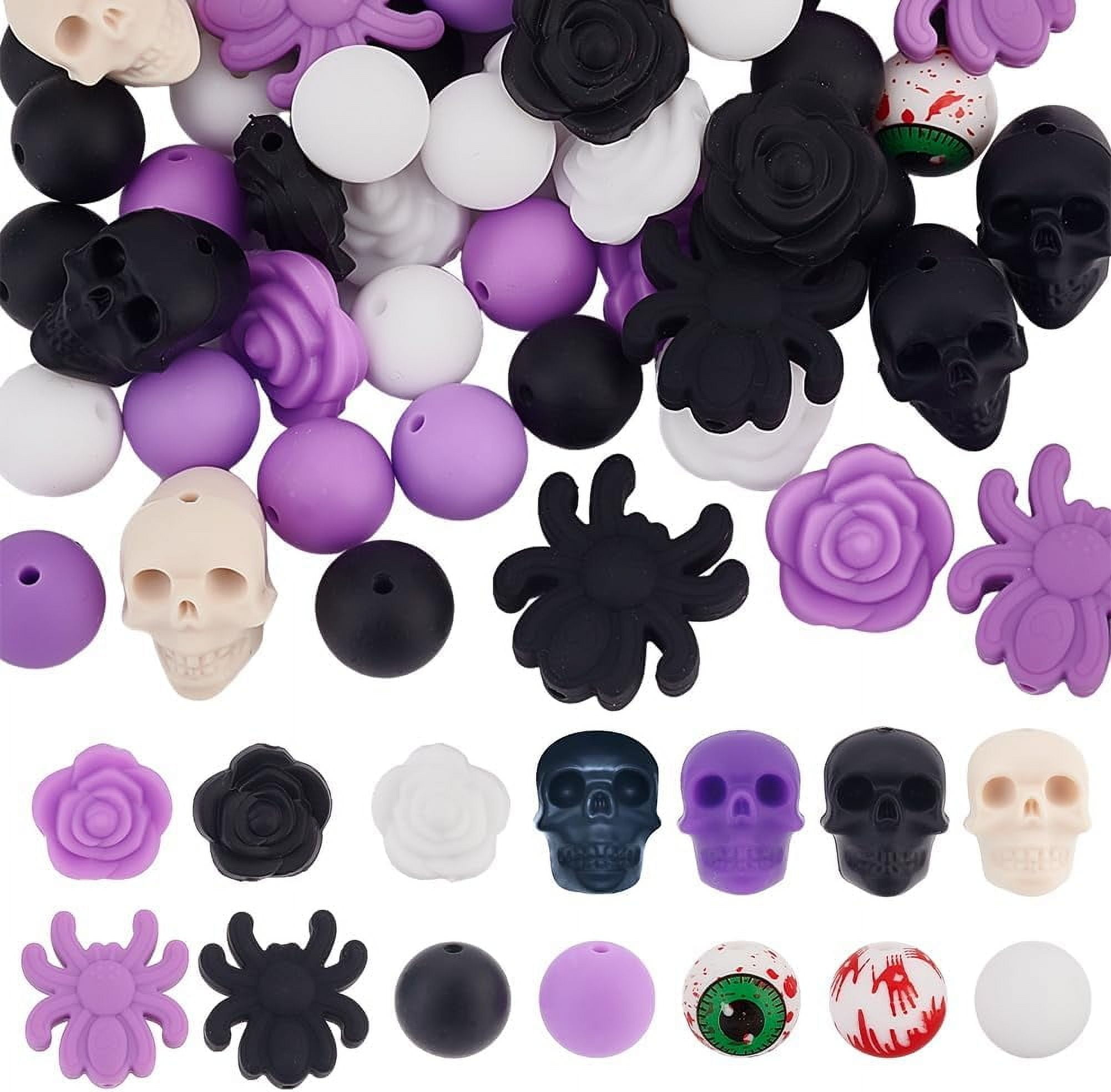 79 Pcs 14 Styles Focal Beads Rose Eyeball Round Beads Silicone Beads ...