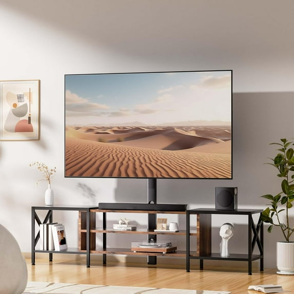 79" TV Stand with Mount and Power Outlet, 3-Level Height-Adjustable TV ...