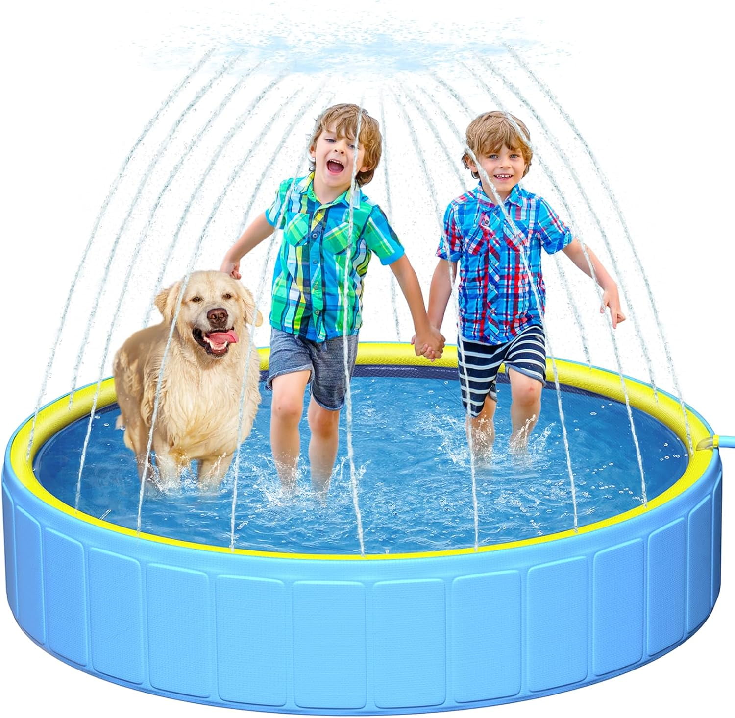 79" Thicken Dog Pool for Pet and Kids,Non-Slip Kiddie Pool Hard Plastic ...