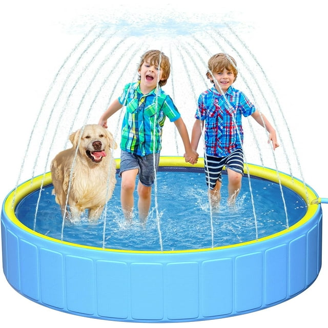 79" Thicken Dog Pool for Pet and Kids,Non-Slip Kiddie Pool Hard Plastic ...