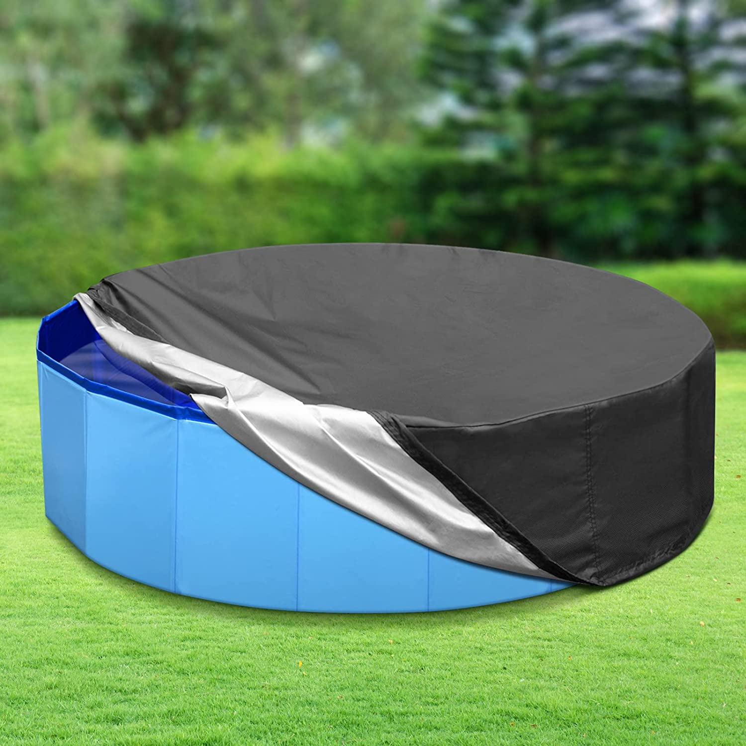 79 inch Dog Pool Cover, Portable Round Collapsible Bathing Tub Kiddie ...