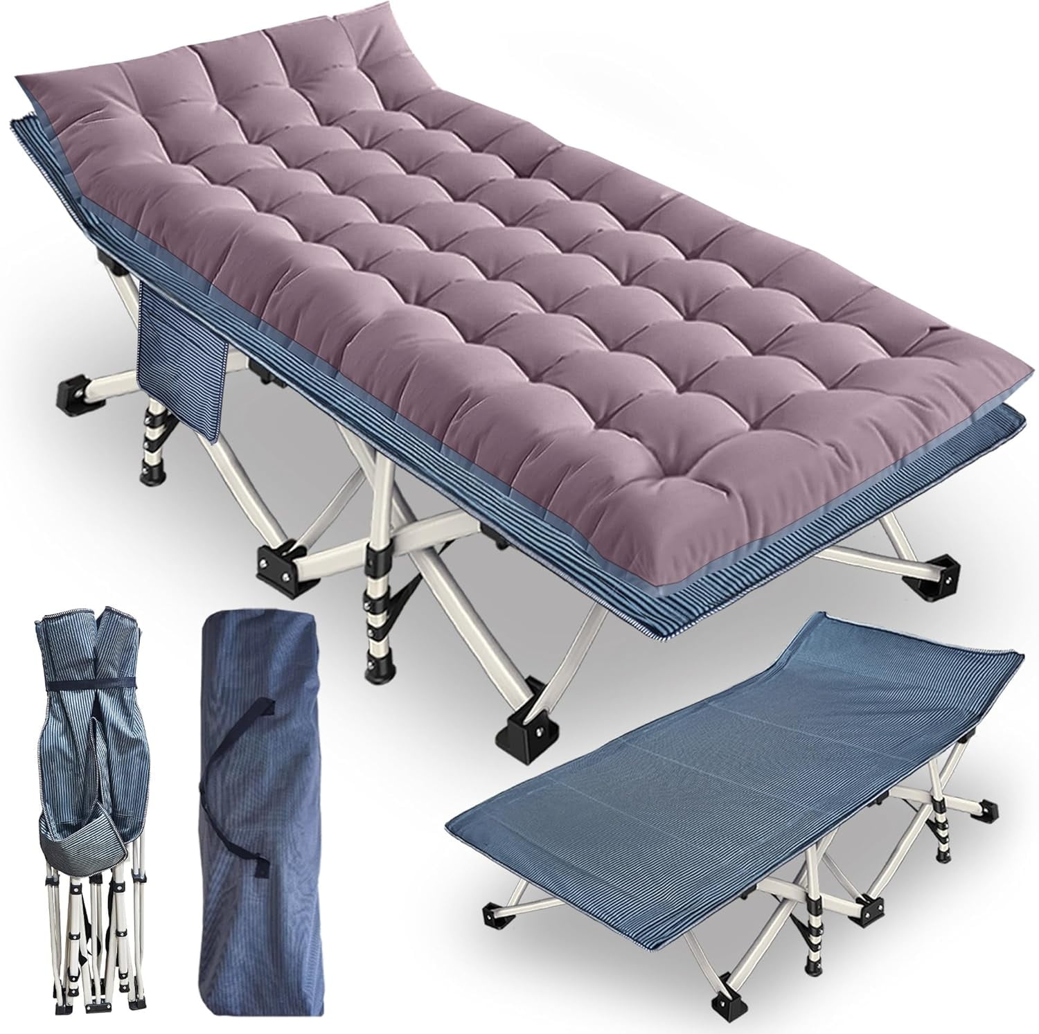 79" x 32" x 18" Camping Cot with Mattress Oversize Width XXL Folding ...