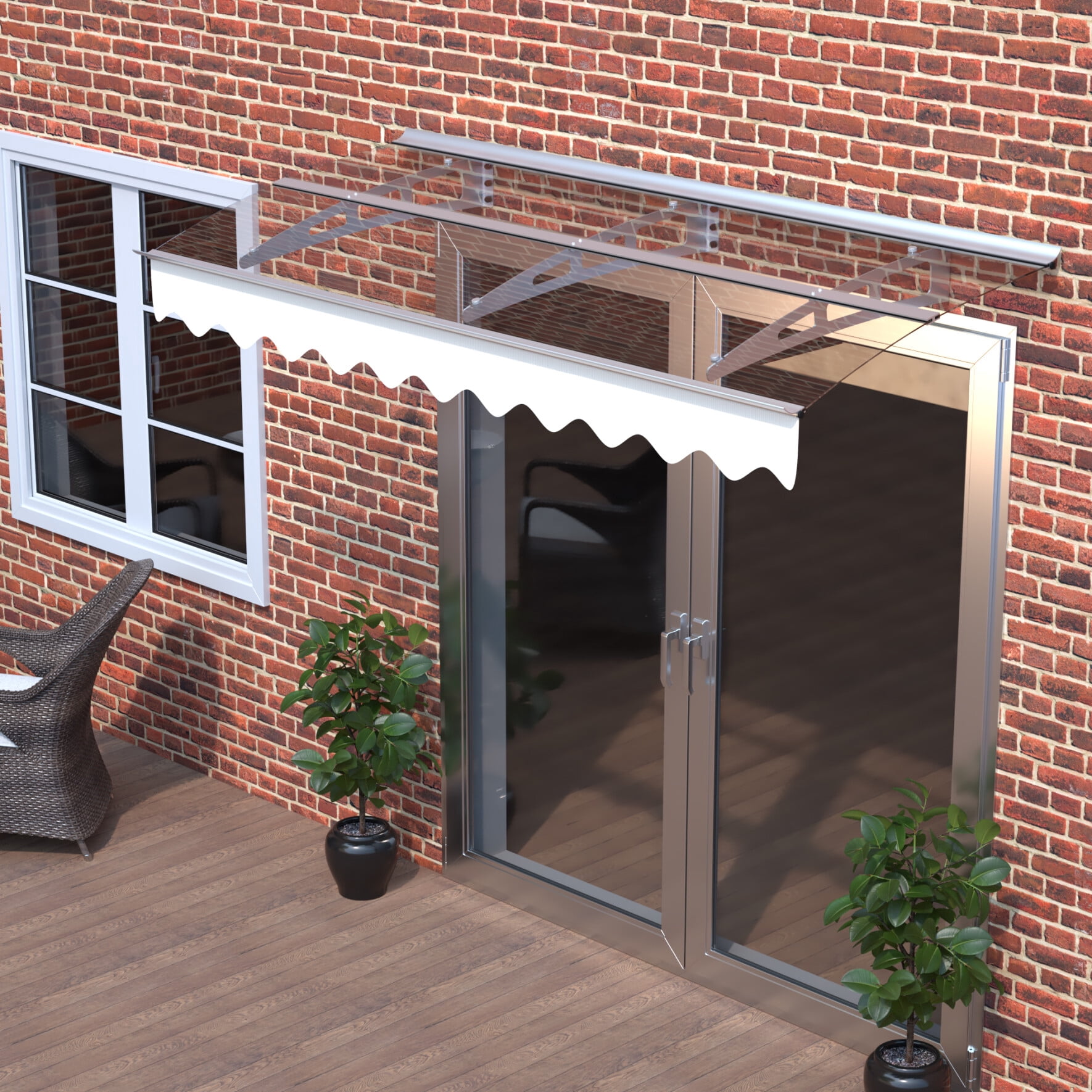 79" x 34" Door/Window Awning Canopy - Crystal Polycarbonate & Aluminum ...