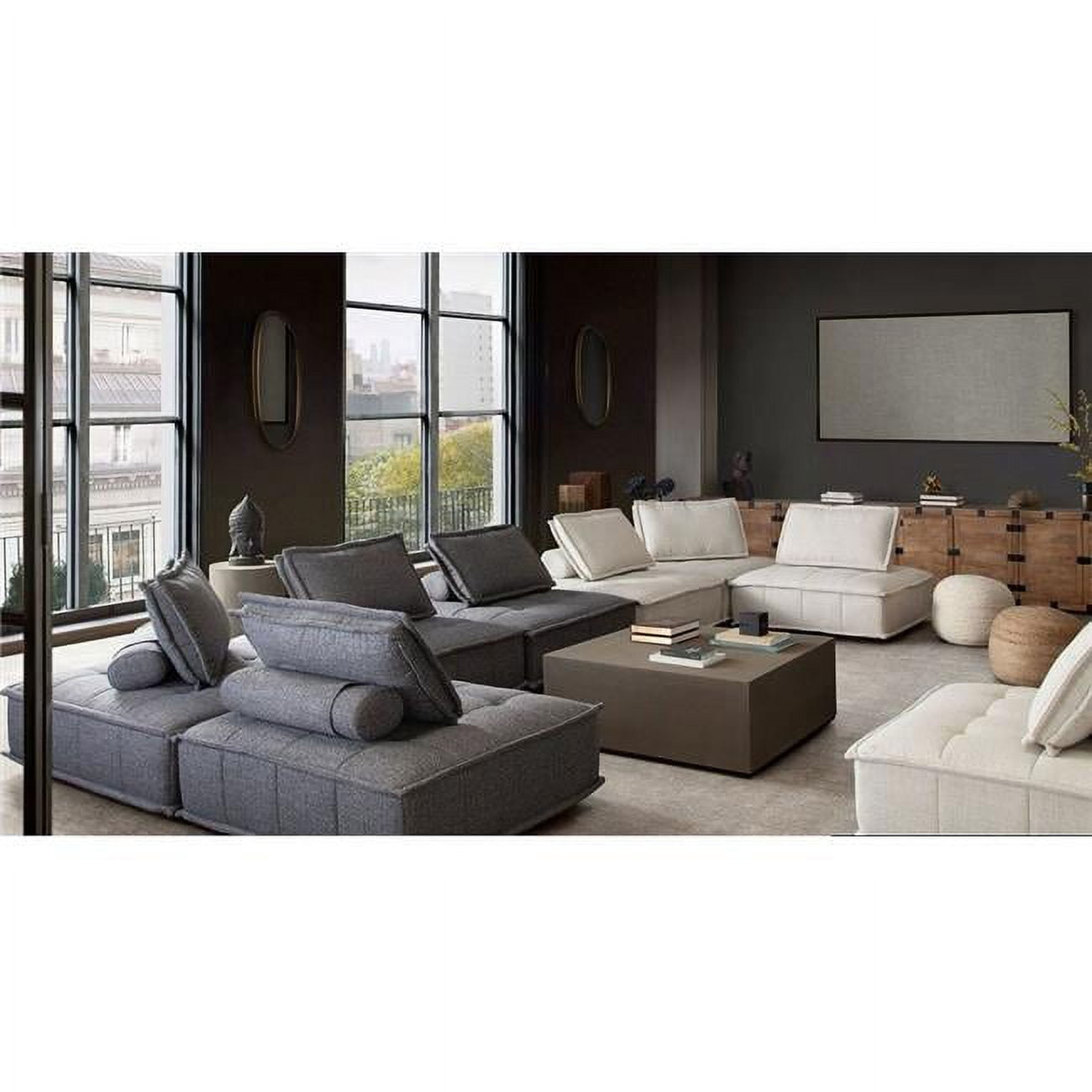 79 x 41 x 34 in. Platform Square Modular Lounger, Grey Fabric - 2 Piece ...